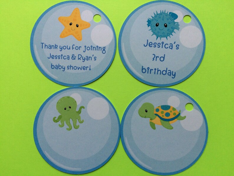 10 Sea Creatures Favor Tags Birthday Party Fovor Tags Tags - Etsy