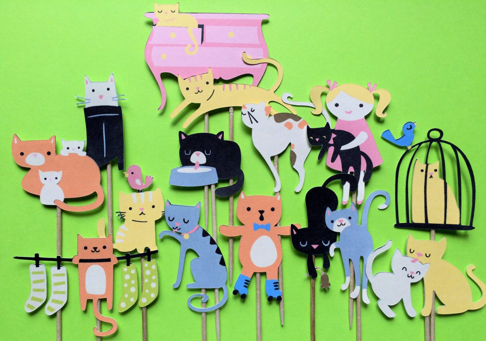 Cat Cupcake Toppers 15 Cat Toppers Cat Cake Toppers Kitty - Etsy
