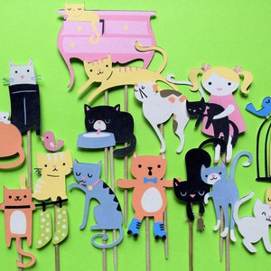 Cat Cupcake Toppers 15 Cat Toppers Cat Cake Toppers Kitty - Etsy