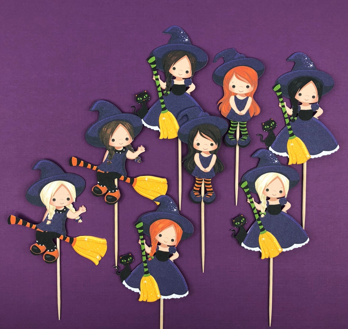 Halloween Cupcake Toppers Halloween Witches Witch Toppers | Etsy