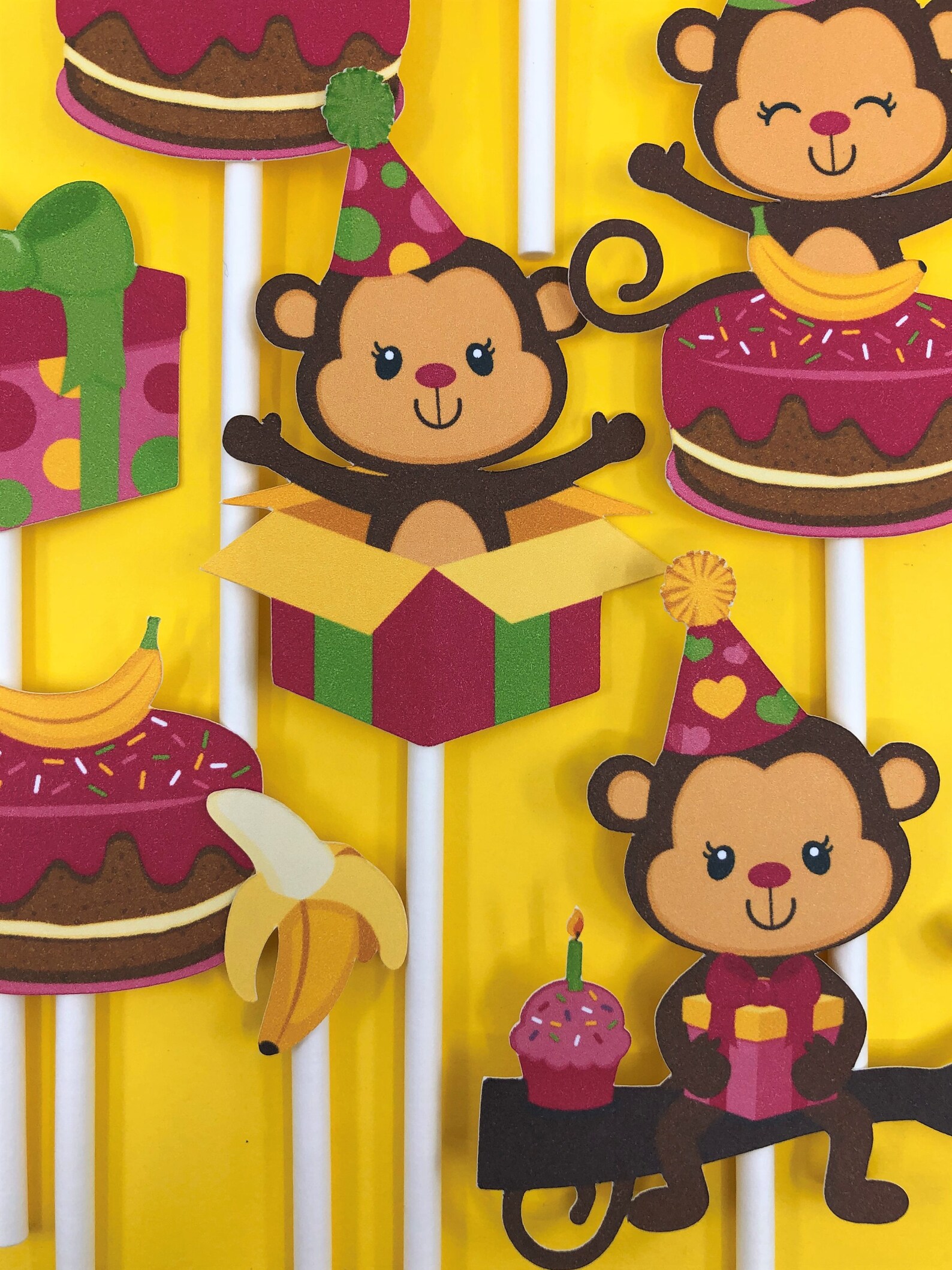 Monkey Cupcake Toppers Monkey Birthday Toppers Monkey - Etsy