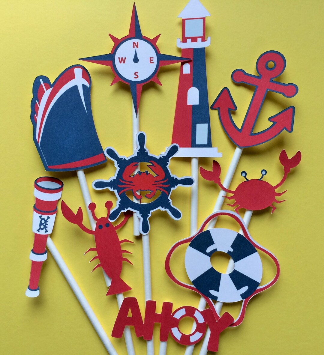 Nautical Cupcake Toppers 10 Nautical Toppers Nautical Party - Etsy