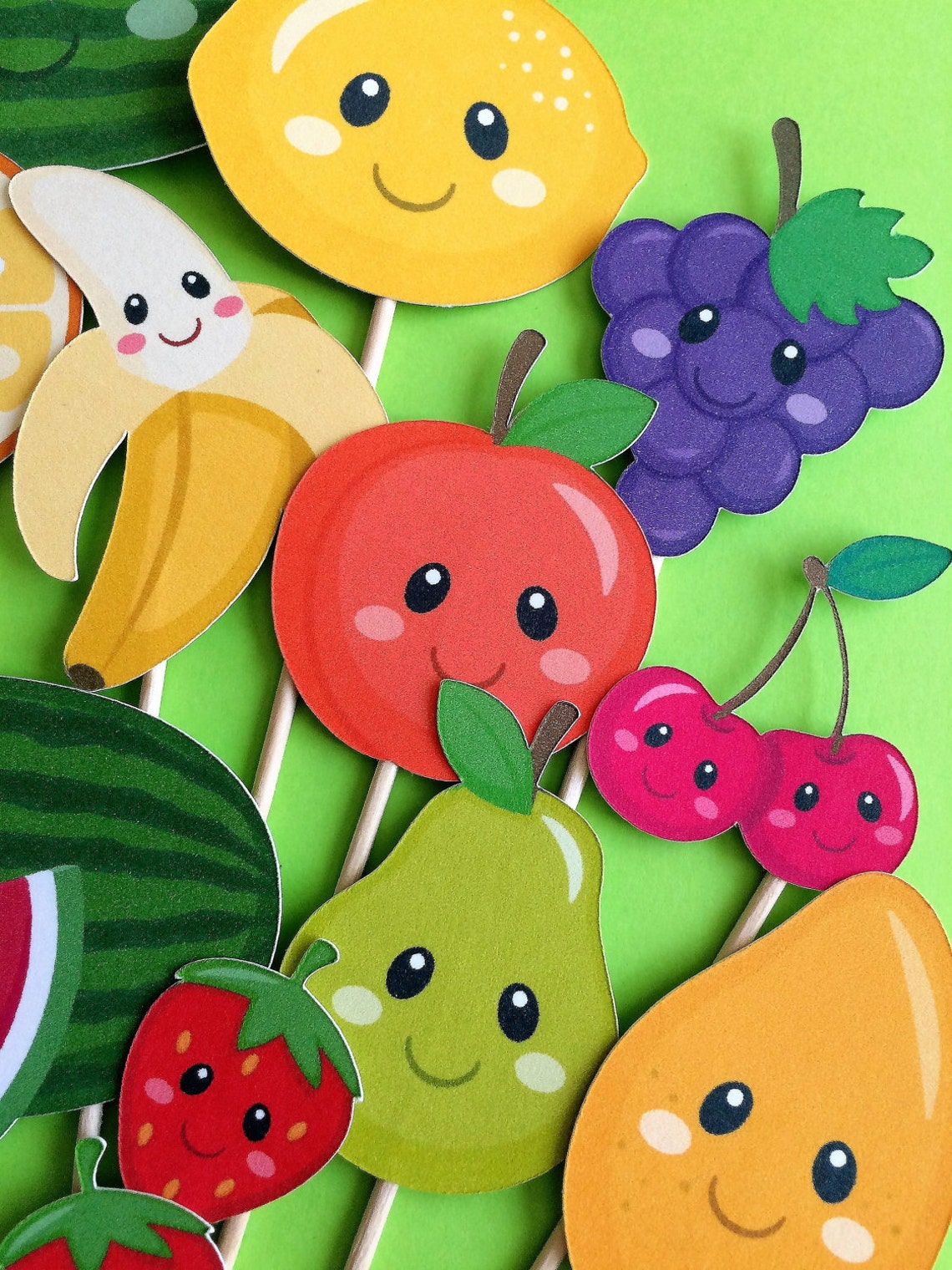 Fruit Cupcake Toppers Fruits Toppers Fruits Cake Topper - Etsy