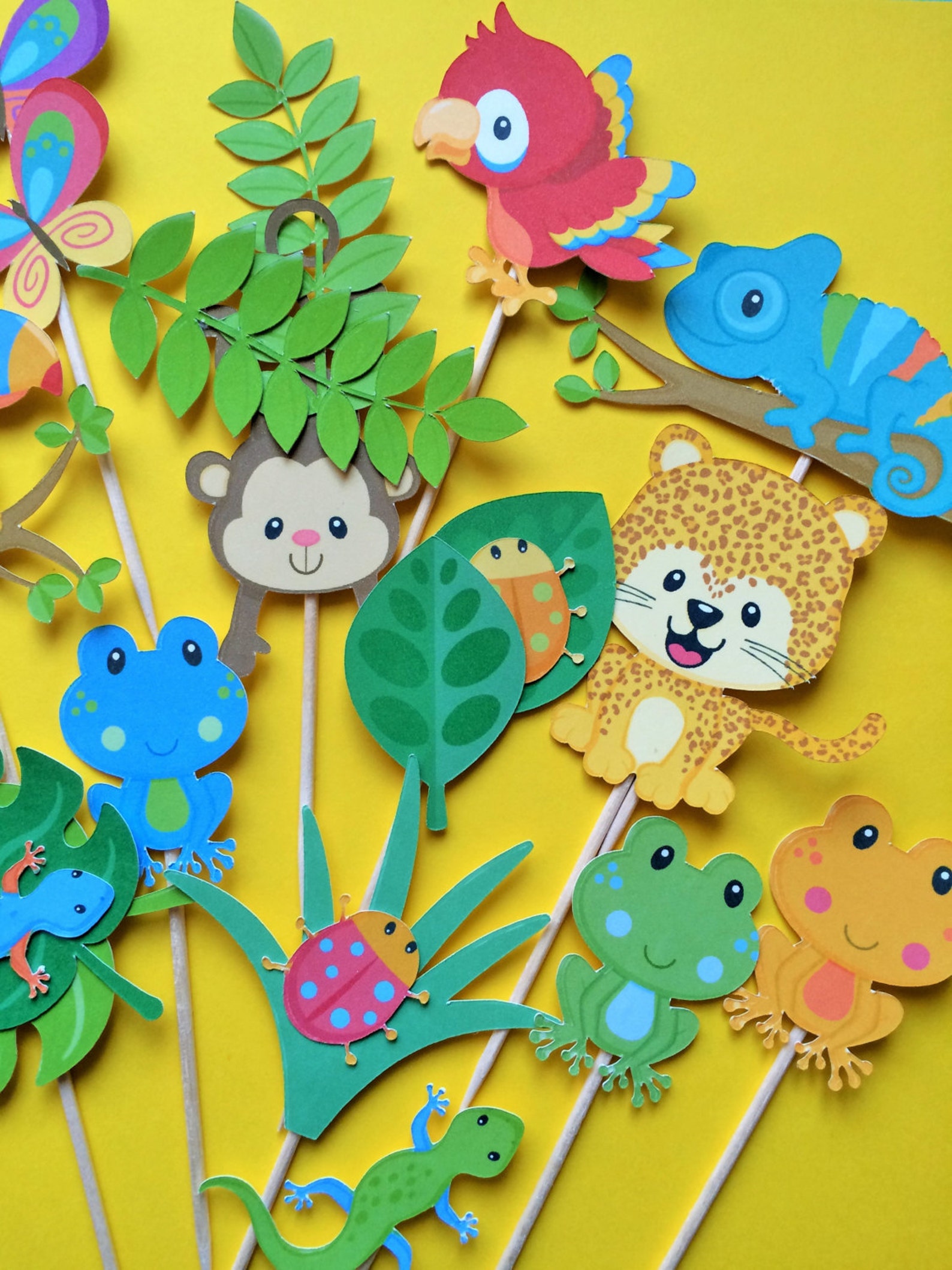 Rainforest Animals Cupcake Toppers Forest Animal Toppers - Etsy Australia