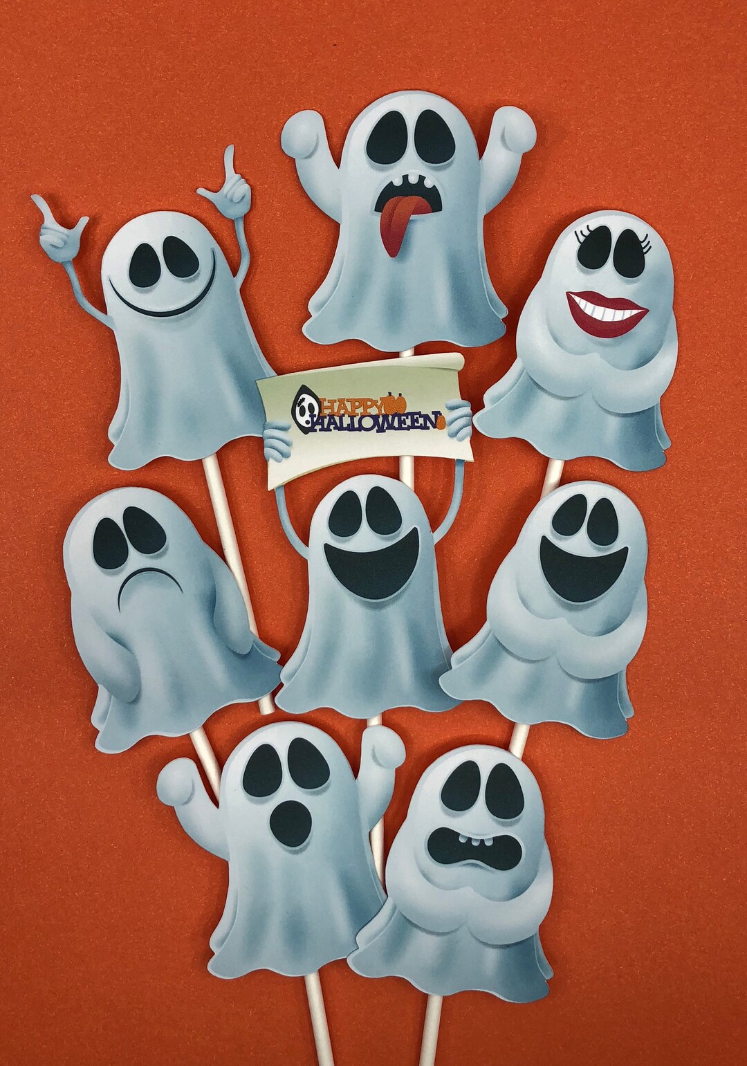 Halloween Cupcake Toppers, 8 Halloween Toppers, Halloween Ghost Toppers ...