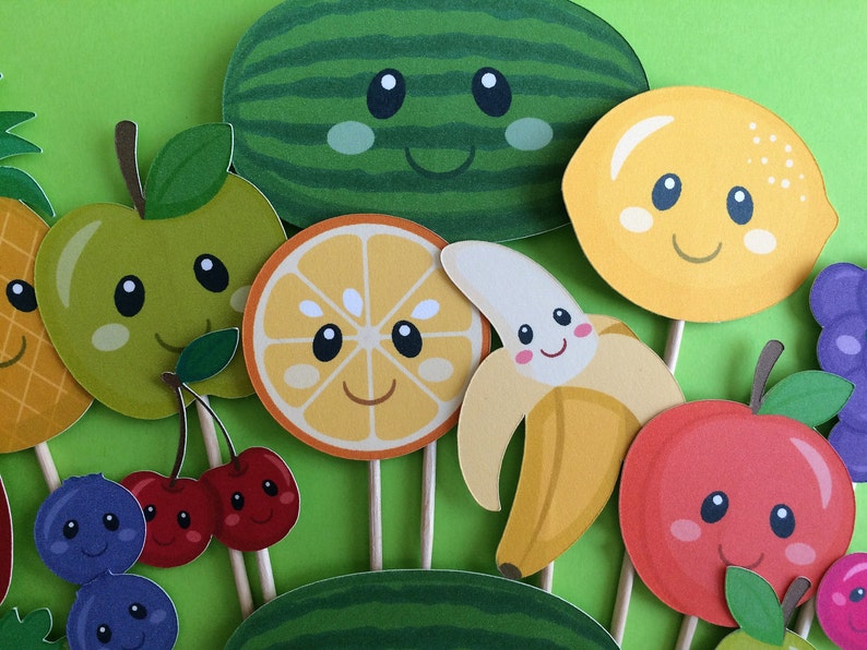 Fruit Cupcake Toppers Fruits Toppers Fruits Cake Topper - Etsy