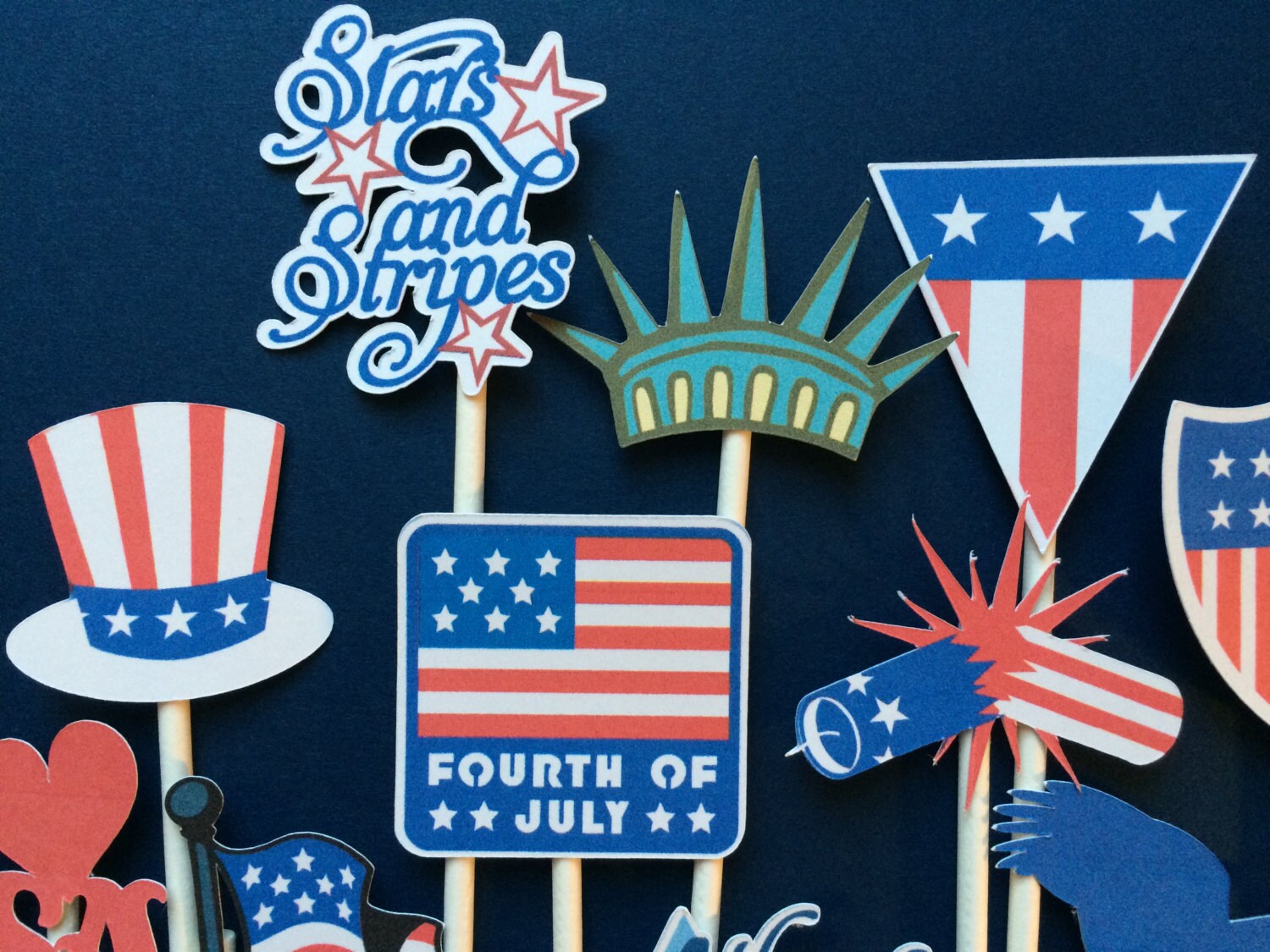 12 Fourth of July Cupcake Toppers or Burger Toppers BBQ Party - Etsy