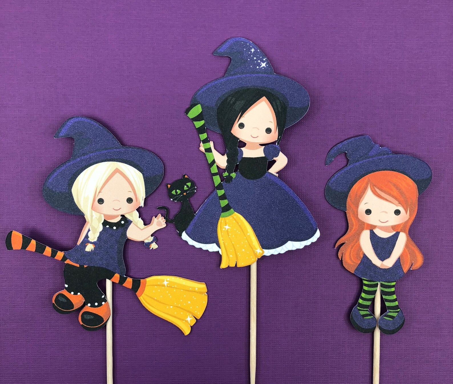 Halloween Cupcake Toppers Halloween Witches Witch Toppers | Etsy