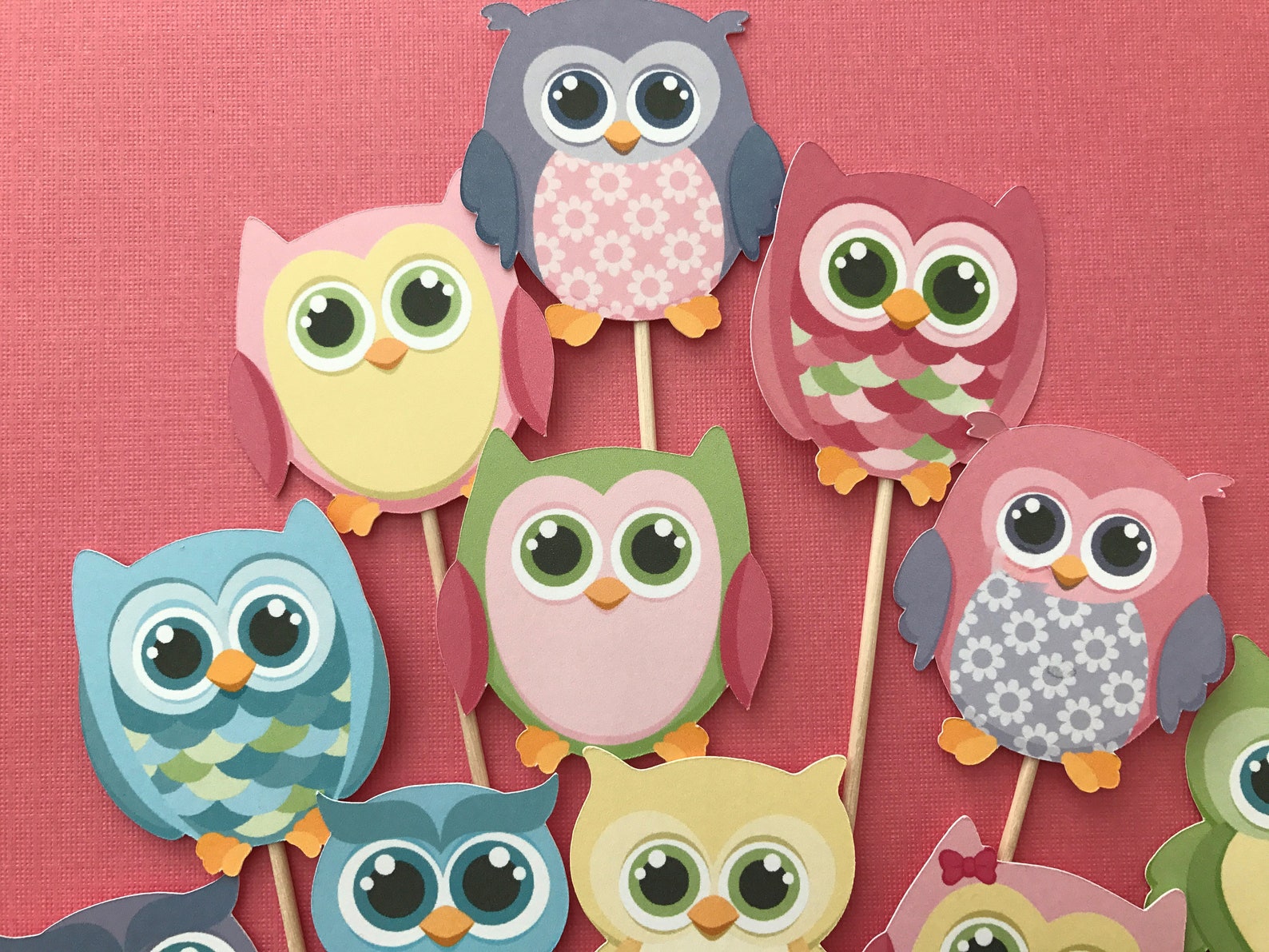 Owls Cupcake Toppers Owls Cake Toppers Owls Party Cupcake | Etsy