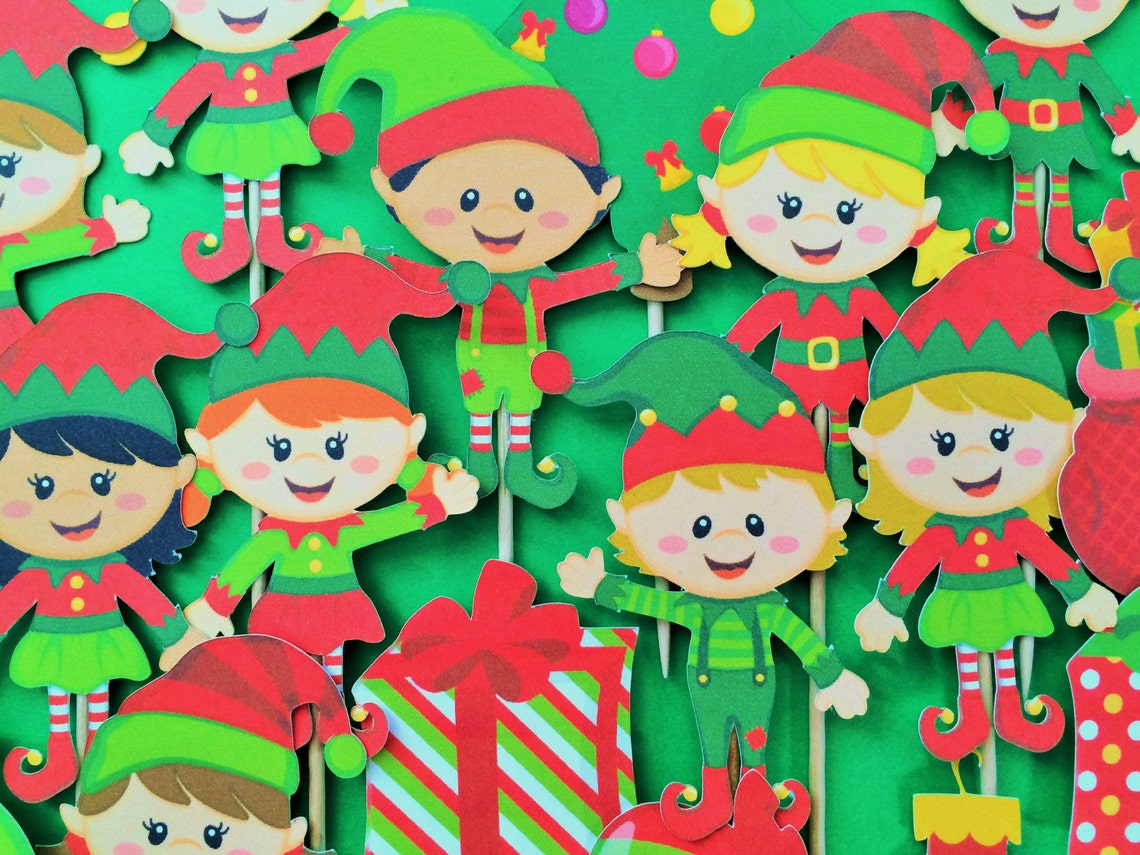 Christmas Cupcake Toppers Elf Toppers Santa Cupcake Topper - Etsy