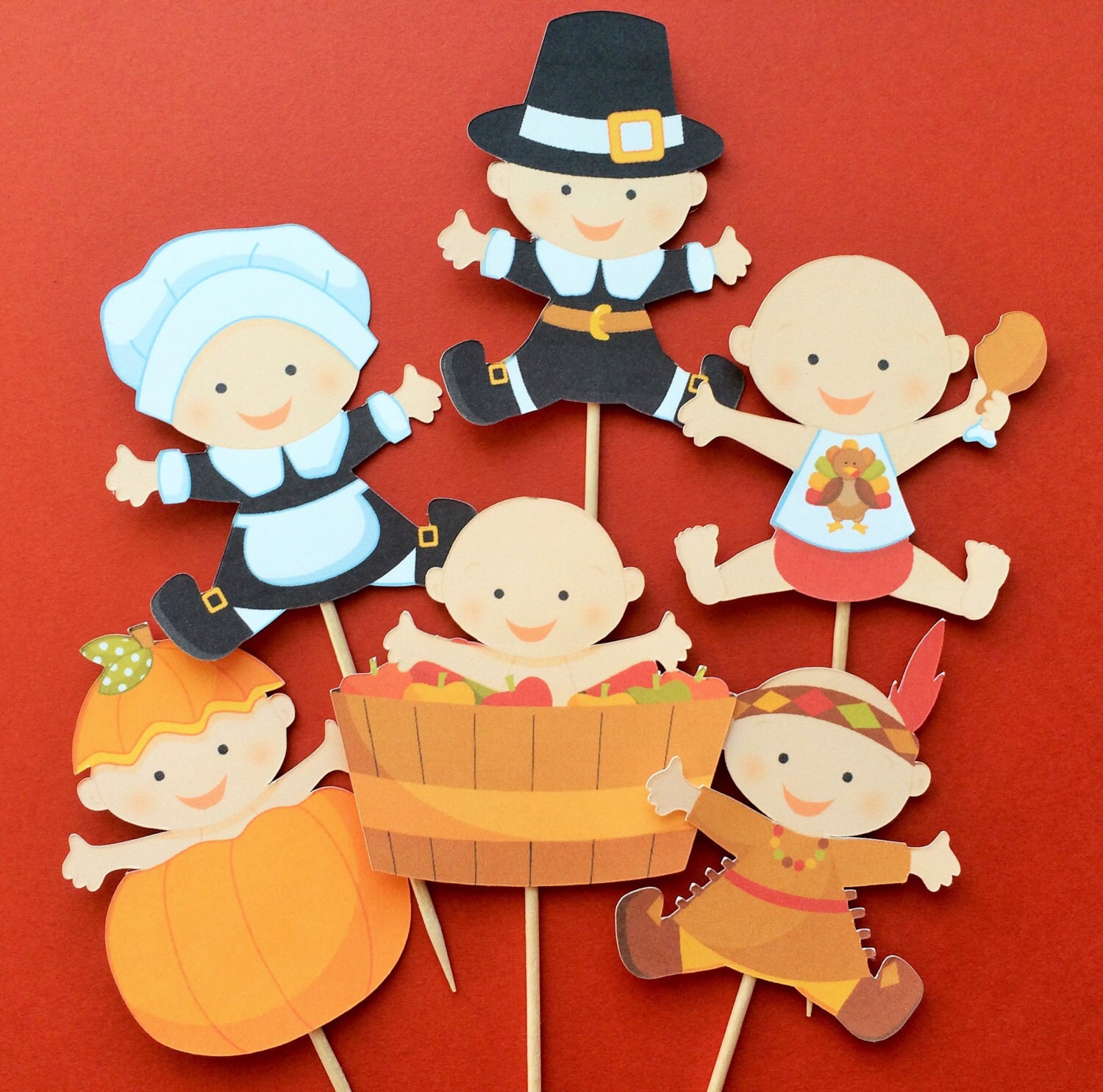 Thanksgiving Cupcake Toppers 12 Thanksgiving Toppers | Etsy