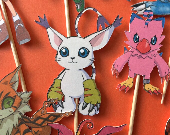 Digimon cupcake toppers, Digimon fiesta, Digimon pastel topper, monster ...