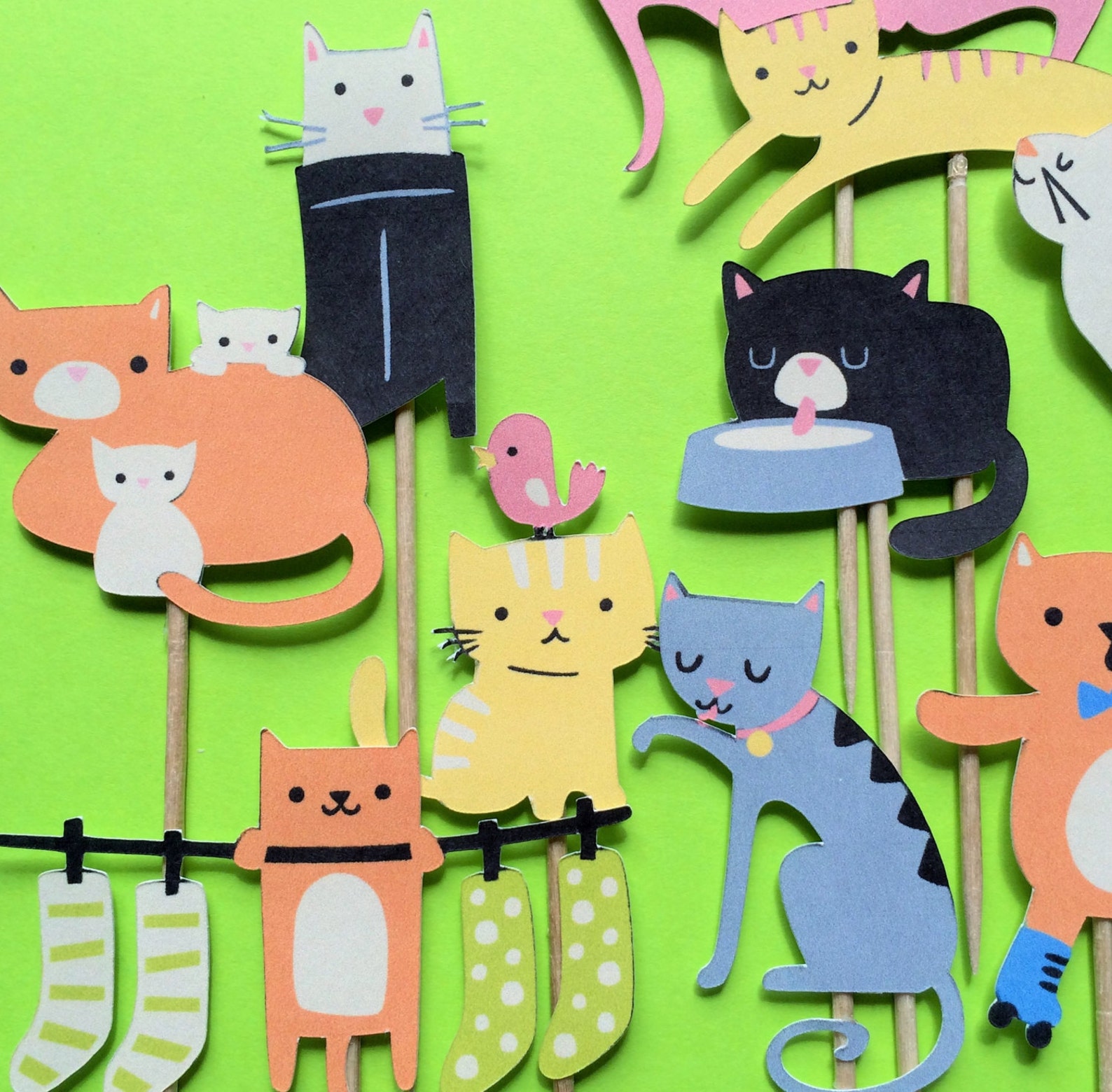 Cat Cupcake Toppers 15 Cat Toppers Cat Cake Toppers Kitty - Etsy