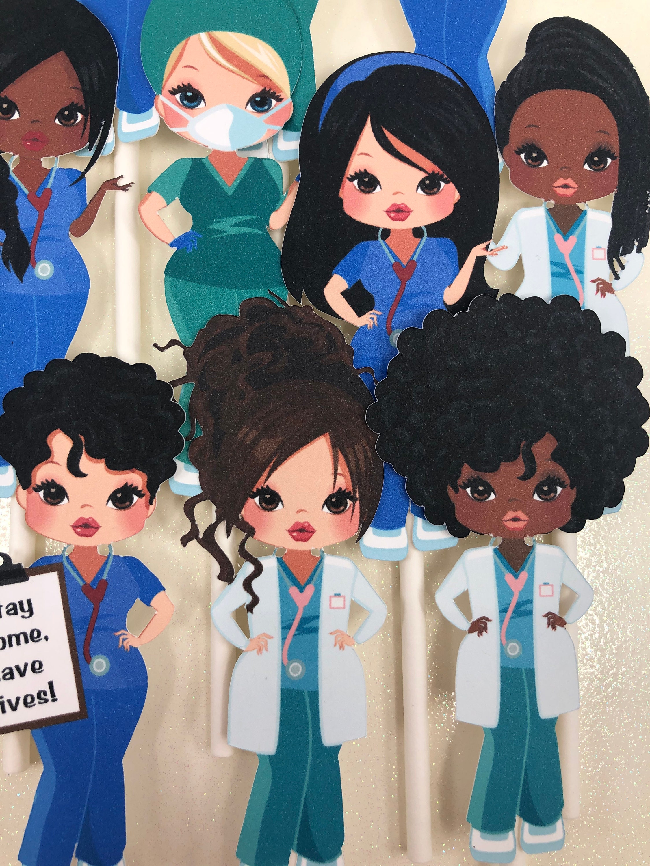 Médico y enfermera cupcake toppers médico enfermera - Etsy España