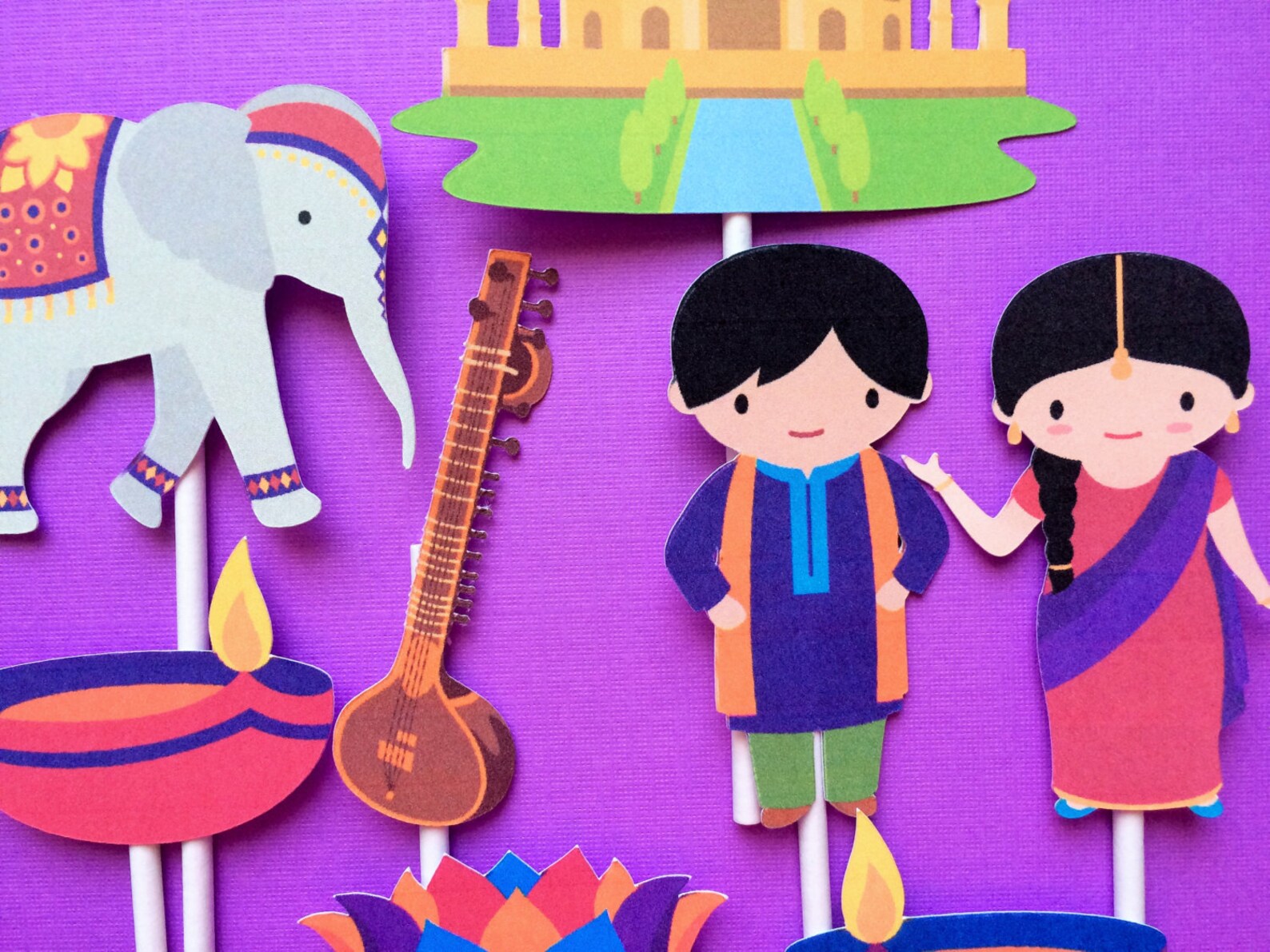 8 Indian Theme Party Cupcake Toppers Indian Party Cupcake - Etsy