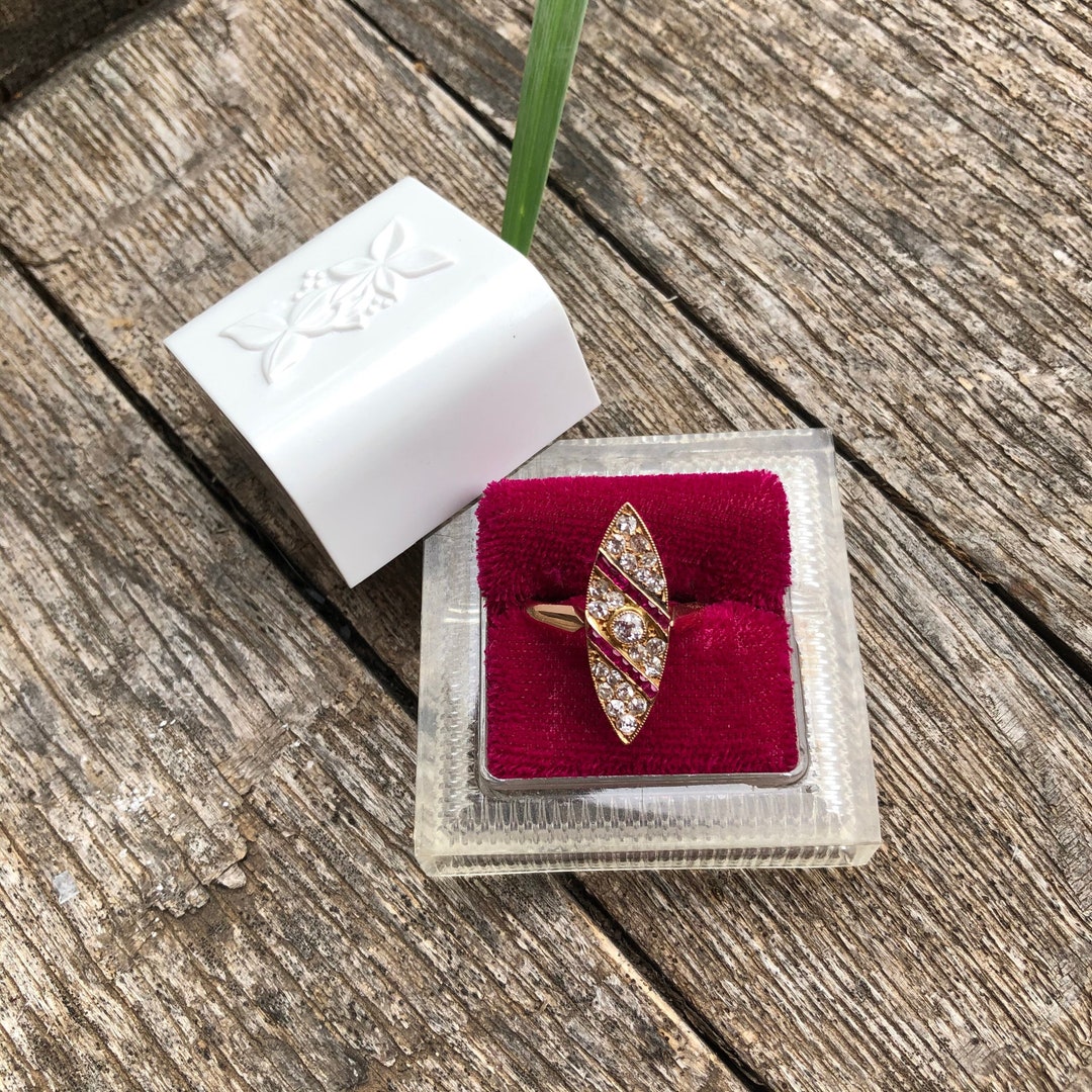 Art Deco Ring Box, Pink Ring Box, Hot Pink Ring Box, Vintage Ring Box ...