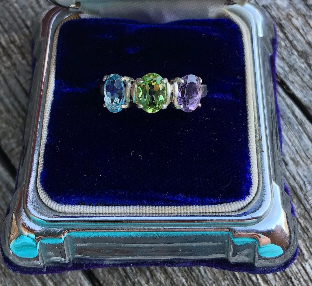 Multi Stone Ring, Trio Logo Ring, Gemstone Ring, Multi Gemstone Ring - Etsy