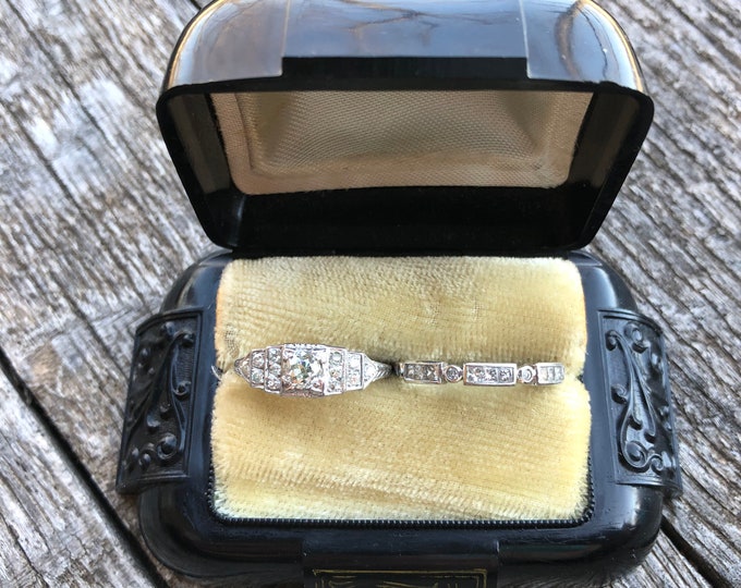 Art Deco Ring Box, Black Art Deco Ring Box, Black Celluloid Ring Box ...