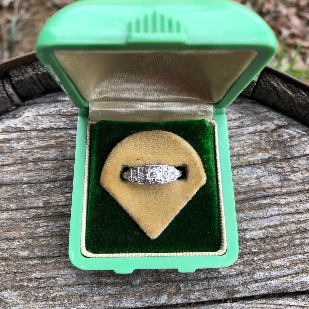 Art Deco Ring Box, Vintage Ring Box, Vintage Green Ring Box, Antique ...