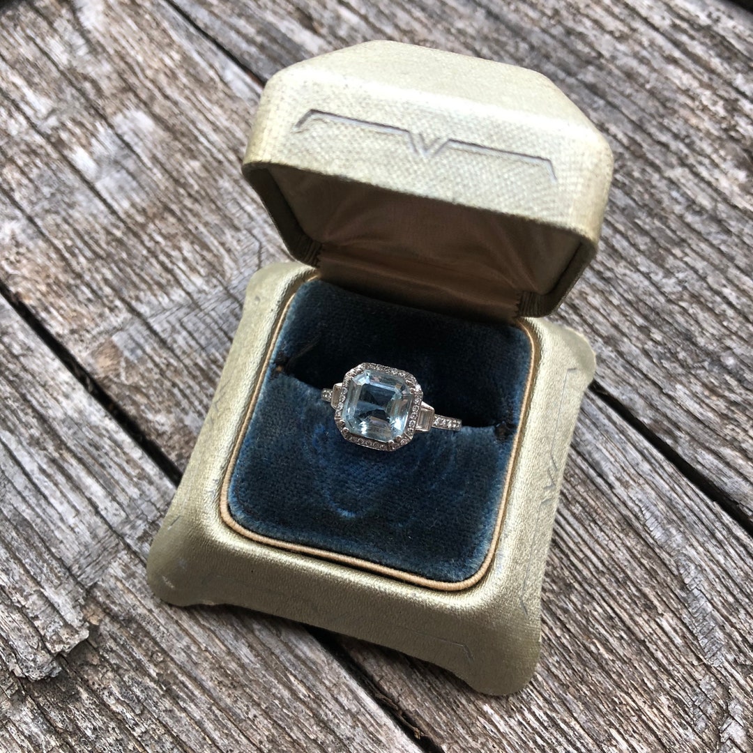 Art Deco Ring Box, Antique Presentation Box, Antique Ring Box, Silver ...