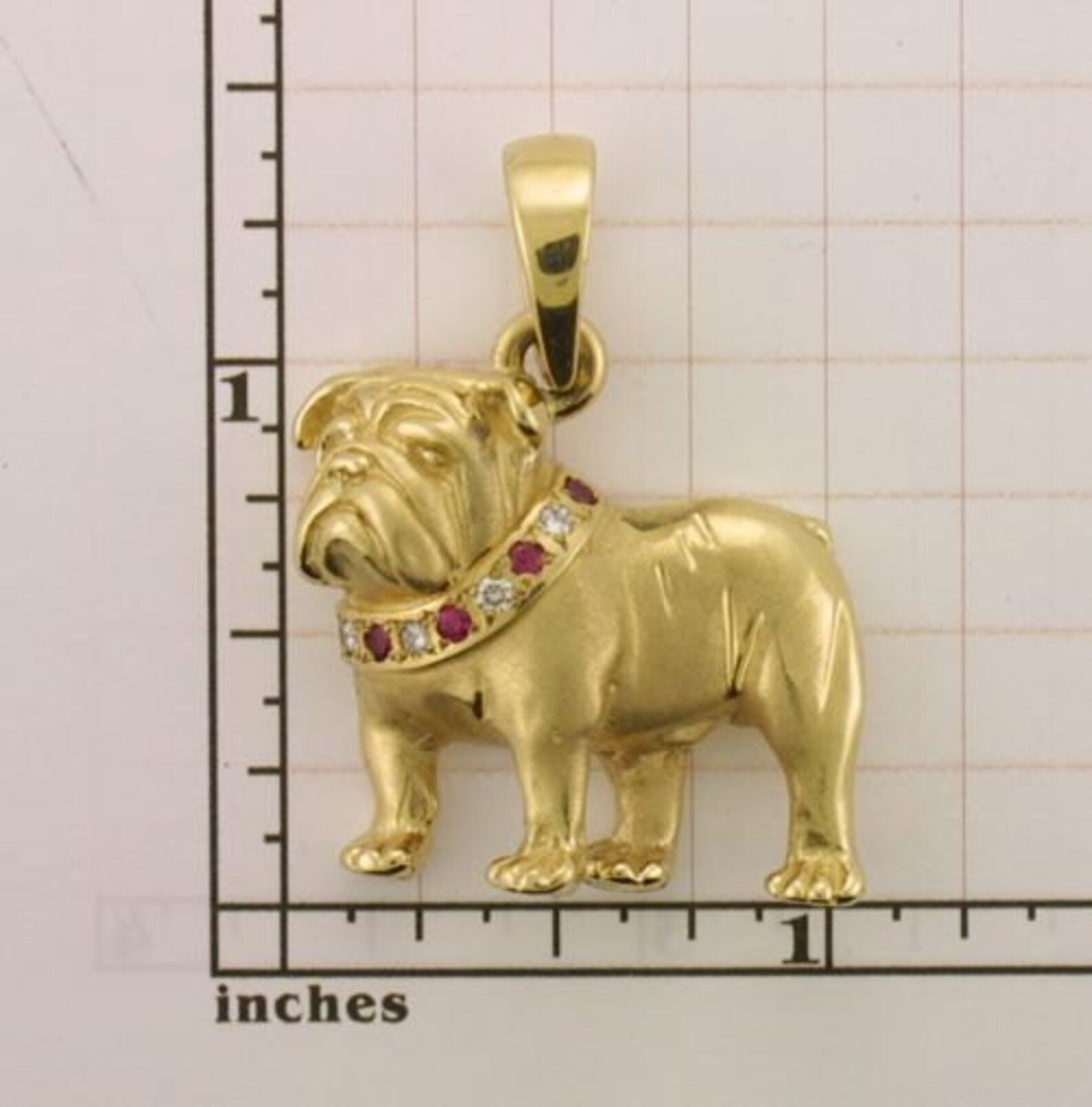 14K Gold Bulldog With Diamond and Ruby Stone Collar - Etsy