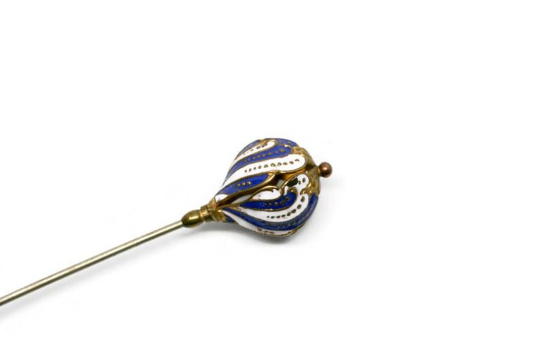 Victorian Edwardian Enamel Hat Pin, 3D Openwork Metal, Dimensional ...