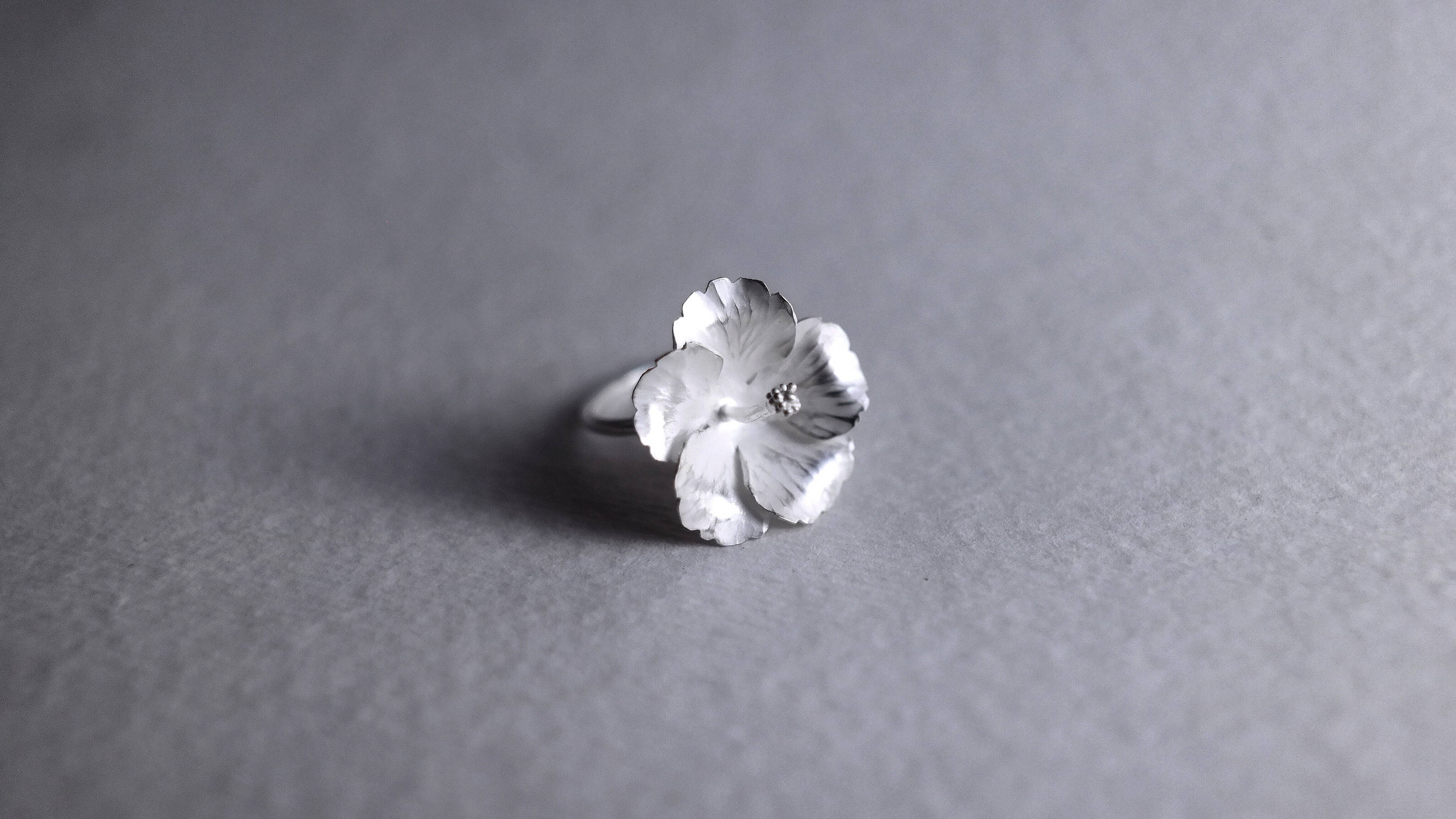 Silver Hibiscus Ring Real Flower Ring Botanical Ring - Etsy