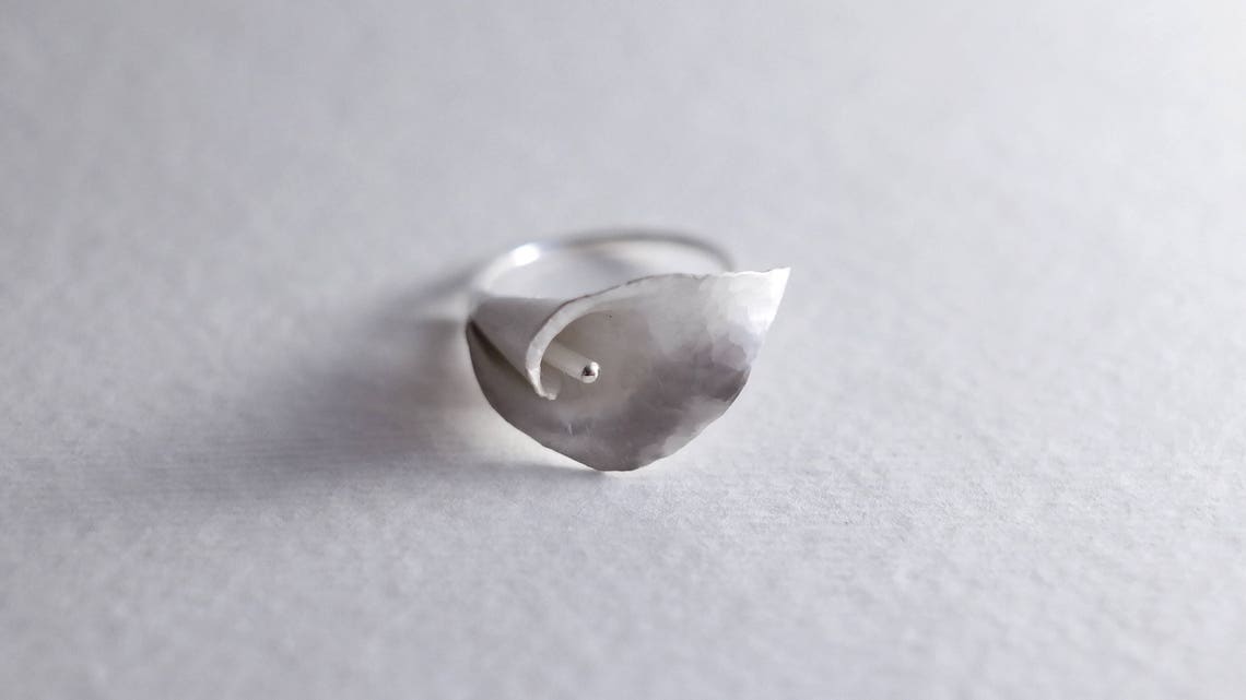 Calla Lily Ring Silver Calla Lily Botanical Ring Nature - Etsy
