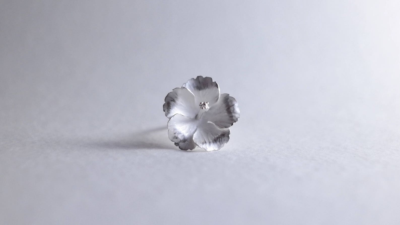 Silver Hibiscus Ring Real Flower Ring Botanical Ring - Etsy