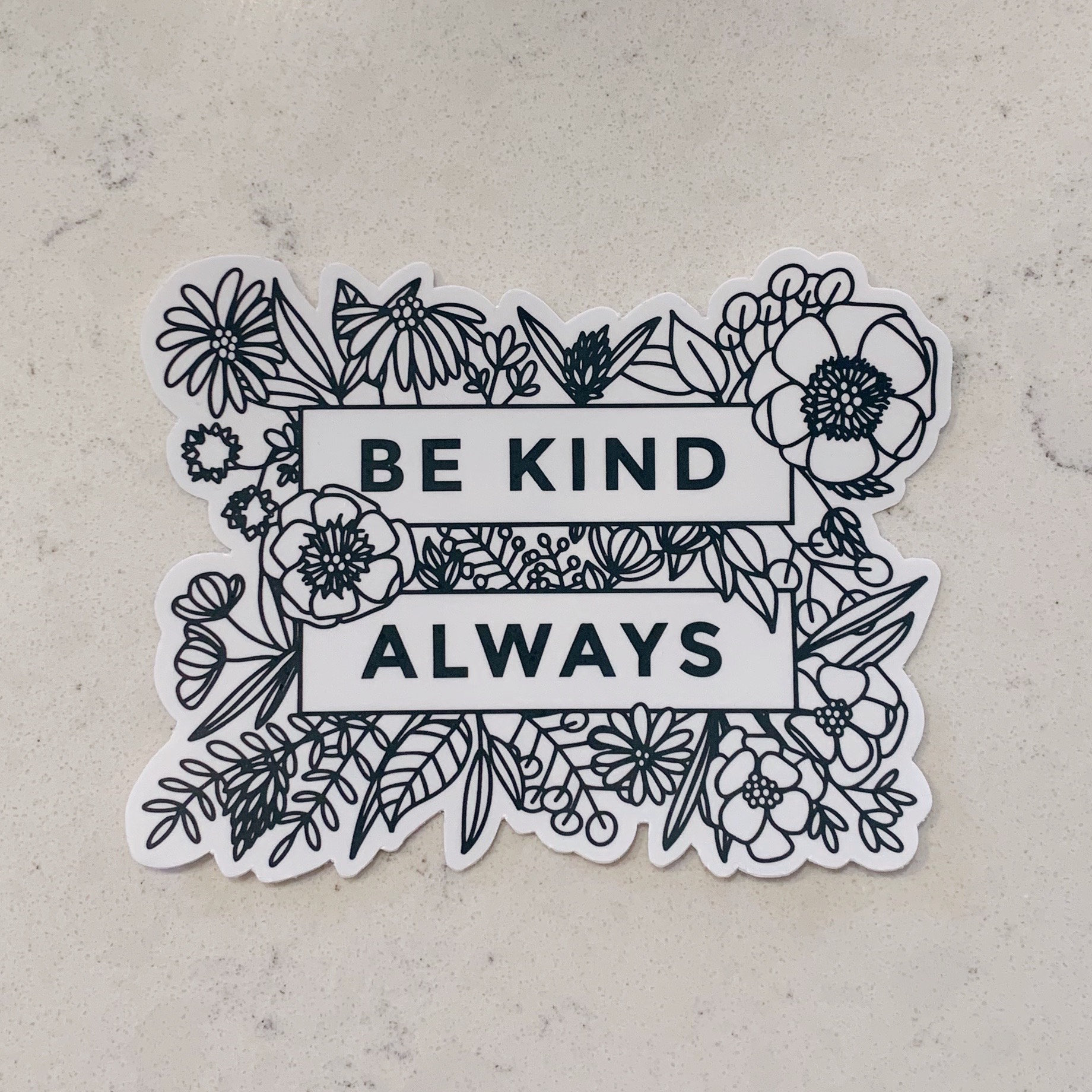 Floral "be Kind Always" Hand Illustrated Sticker - Vinyl Sticker - Die ...