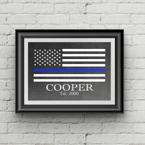 Thin Blue Line Flag Personalized Police Officer Gift | Etsy