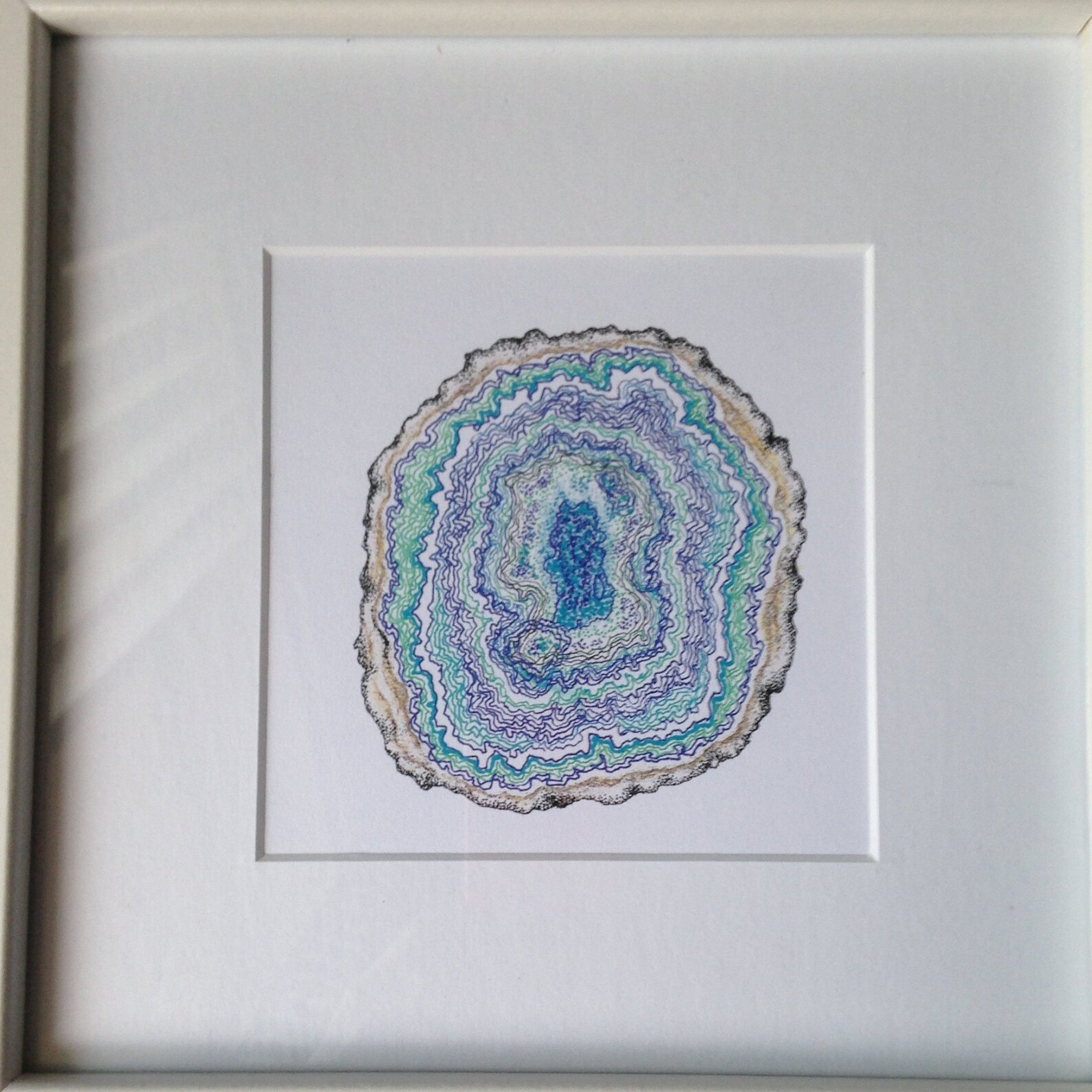 Geode Drawing Illustration Rocks Geology Crystals Blue Green | Etsy