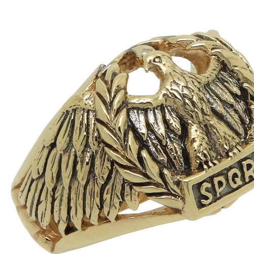 Solid Gold 10K and Sterling Silver Men Ring Roman Empire SPQR | Etsy