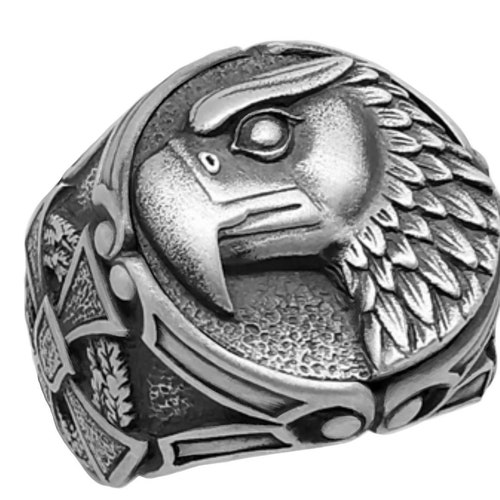 German Eagle Sterling Silver 925 Cross Men Ring - Etsy
