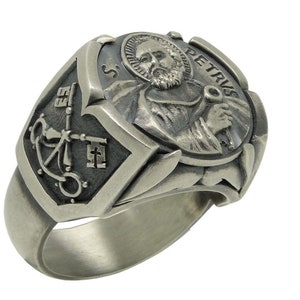 Vatican Cross Saint Peter Sterling Silver 925 Men Ring - Etsy