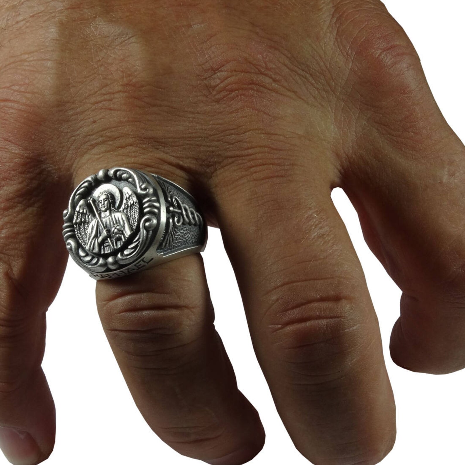 Saint Raphael Archangel Silver Men Ring Handcrafted Medical - Etsy