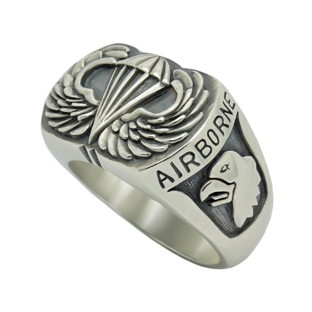 Airborne Sterling Silver 925 US Army Parachutist Eagle Men’s Ring Gift ...
