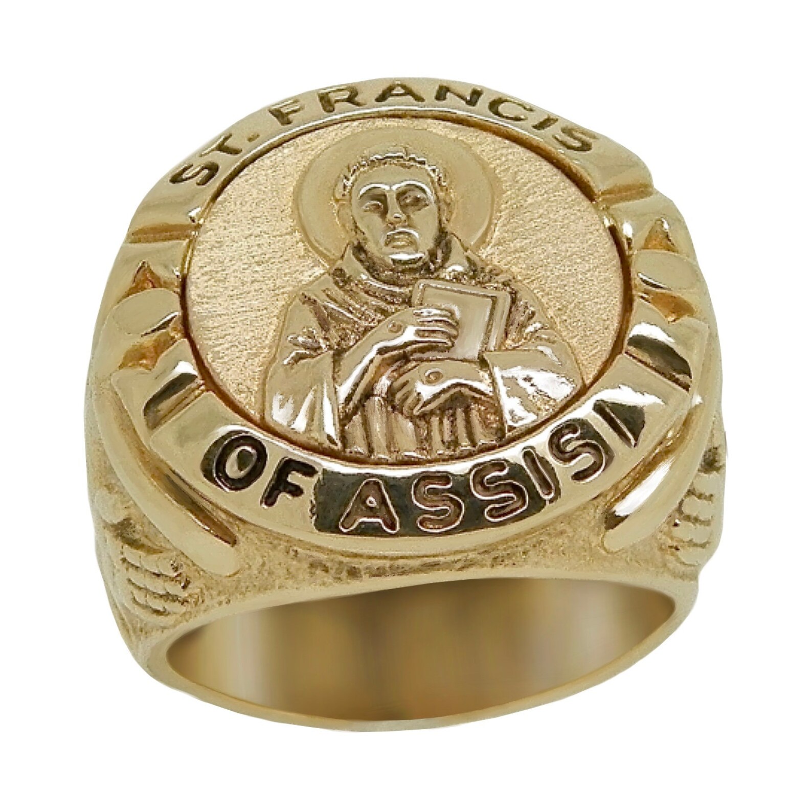 Solid Gold Saint Francis of Assisi Stigmata Men Ring Handmade | Etsy