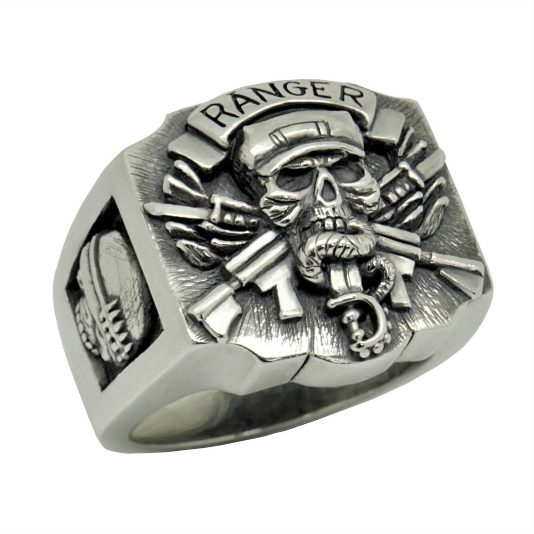 Ranger Army Soldier Special Forces Sterling Silver 925 Men’s Skull ...
