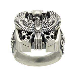 Egyptian Eagle Eye of Horus Sterling Silver 925 Falcon Men Ring Gift ...