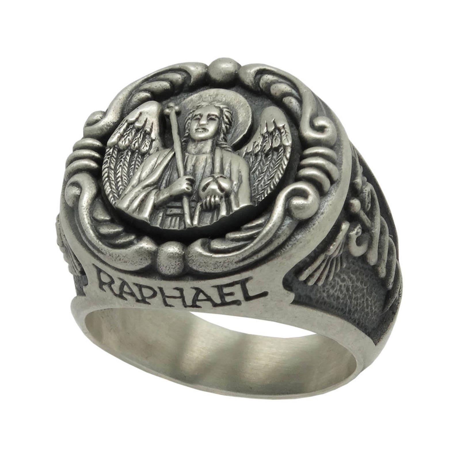 Saint Raphael Archangel Silver Men Ring Handcrafted Medical - Etsy