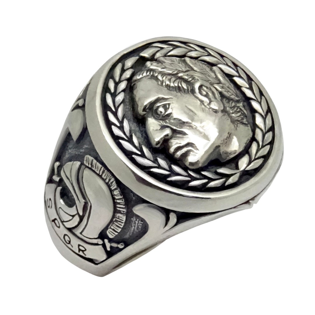 Roman Emperor Sterling Silver Men's Ring Gaius Julius Caesar SPQR ...