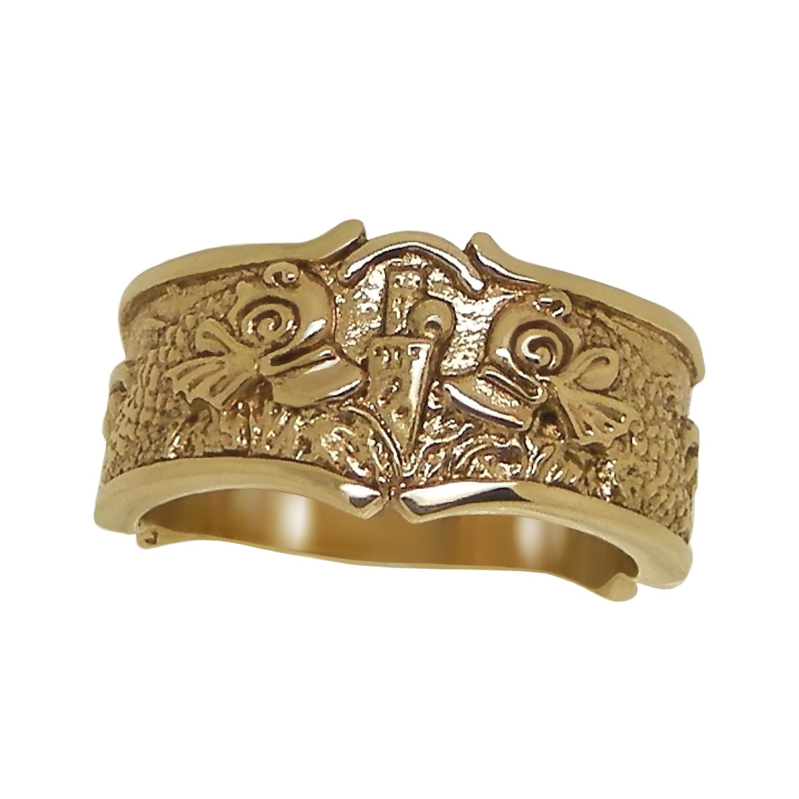 Dolphins Submarine Warfare Yellow Solid Gold Men Band Ring - Etsy
