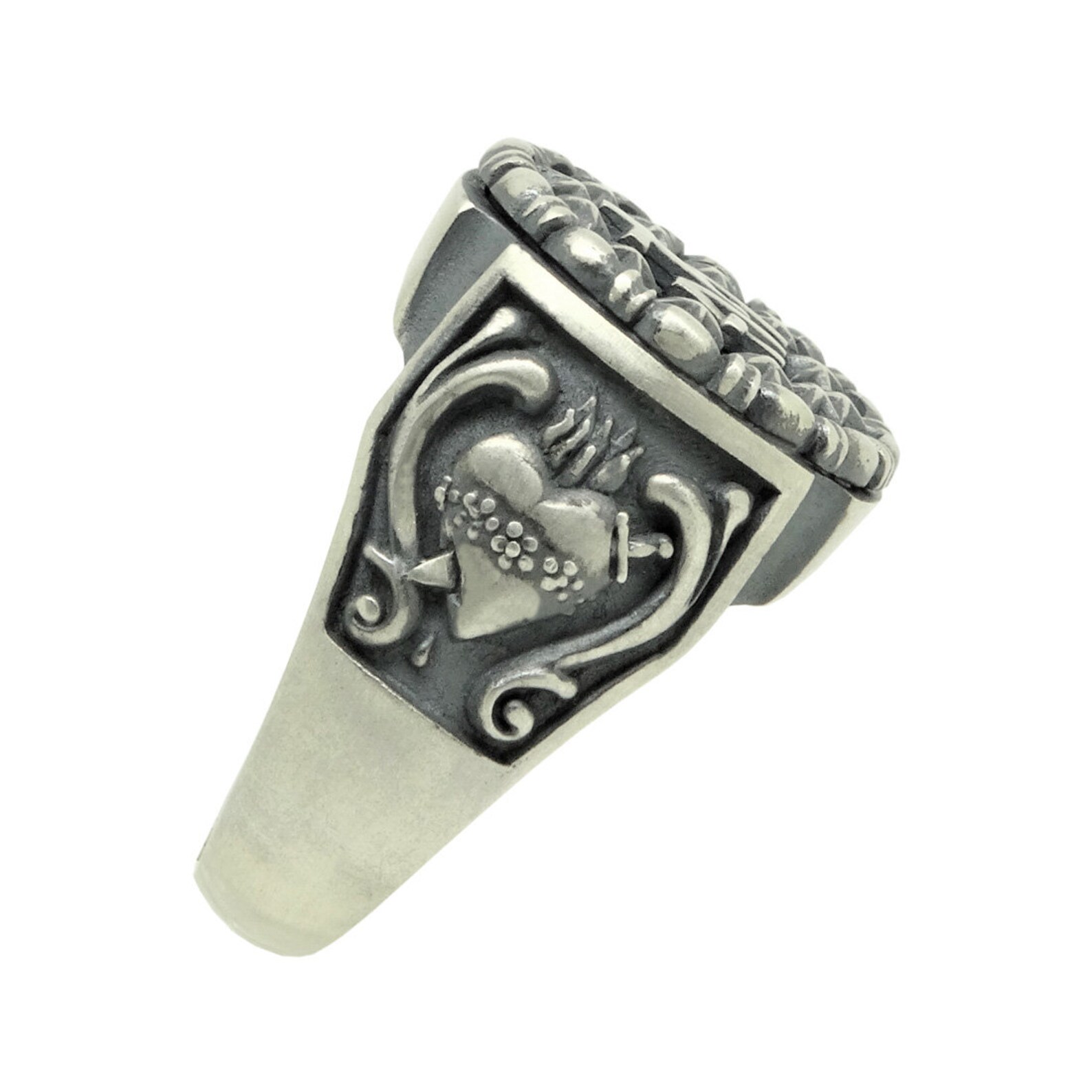 Sacred Heart Sterling Silver Men Ring Virgin Mary Catholic - Etsy