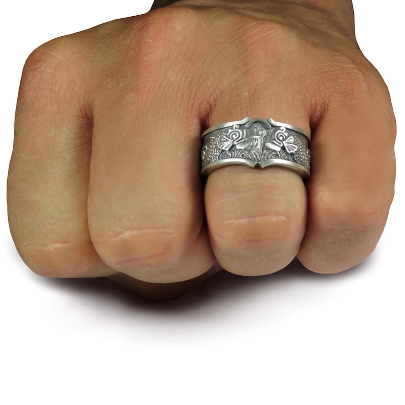 Submarine Warfare Navy Sterling Silver 925 Men Band Ring Handcrafted US ...