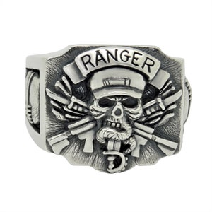 Ranger Army Soldier Special Forces Sterling Silver 925 Men’s Skull ...
