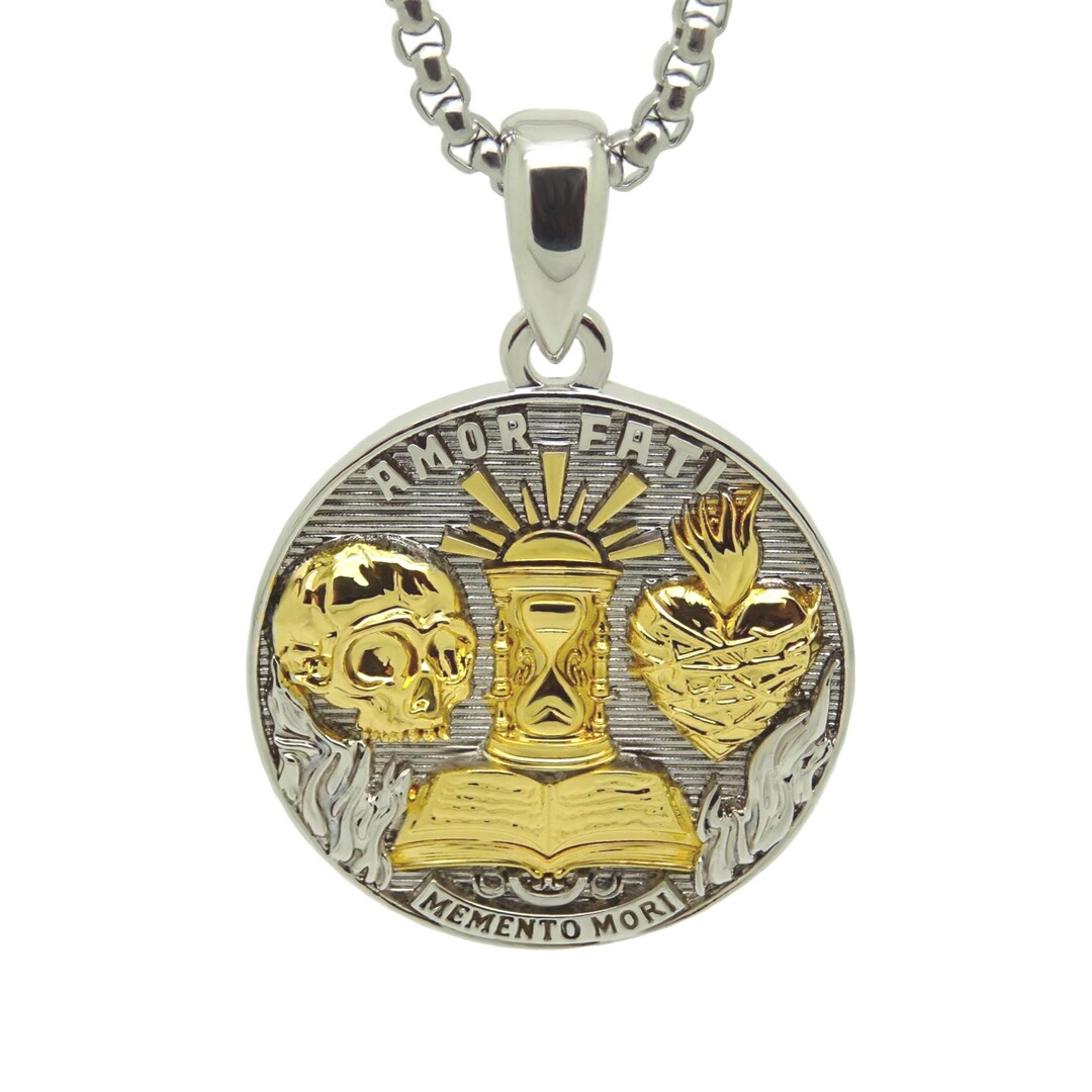 Memento Mori Amor Fati Stoic Symbol Pendant Necklace, Skull, Sacred ...