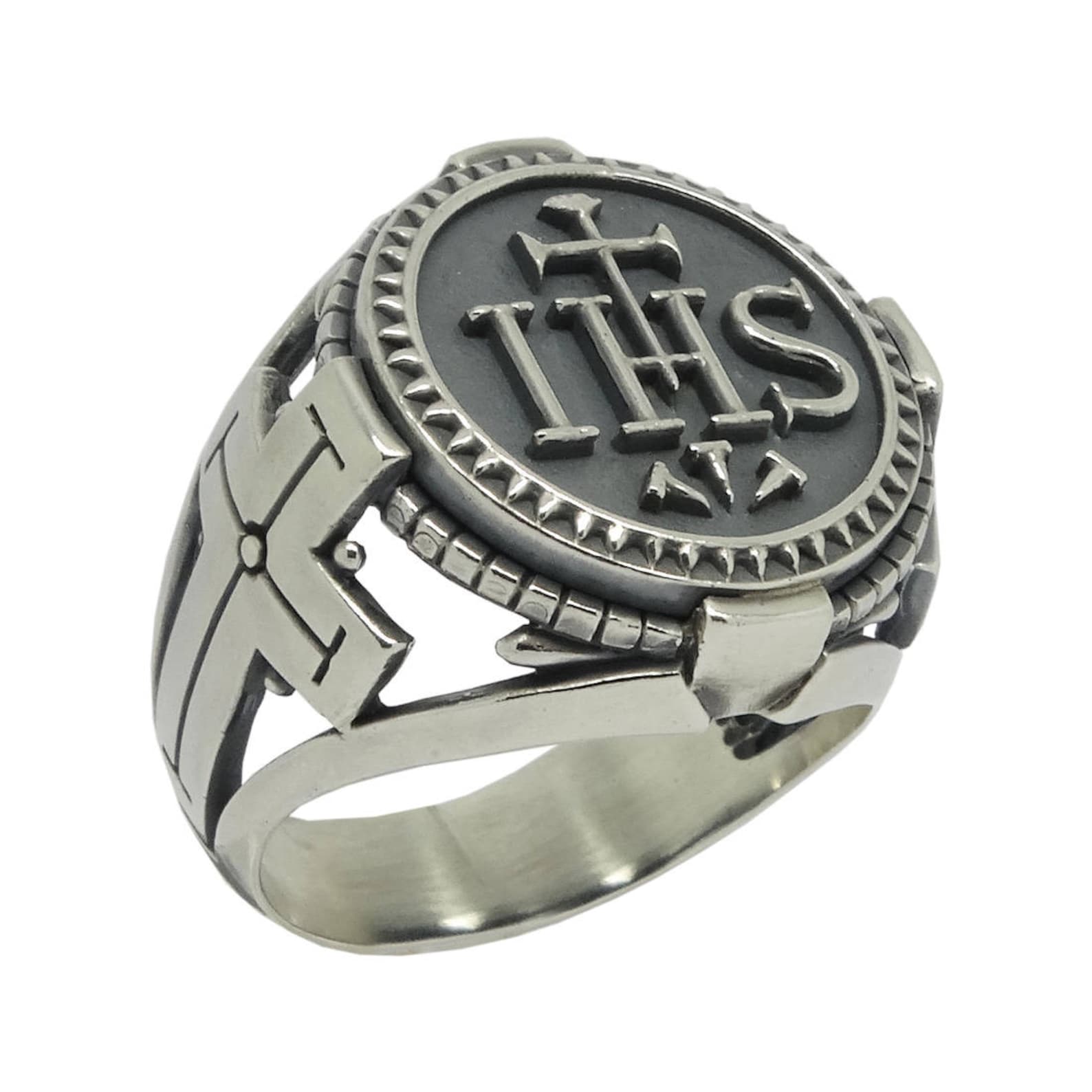 Holy Name of Jesus Men Coin Silver Ring Jesuit IHS - Etsy