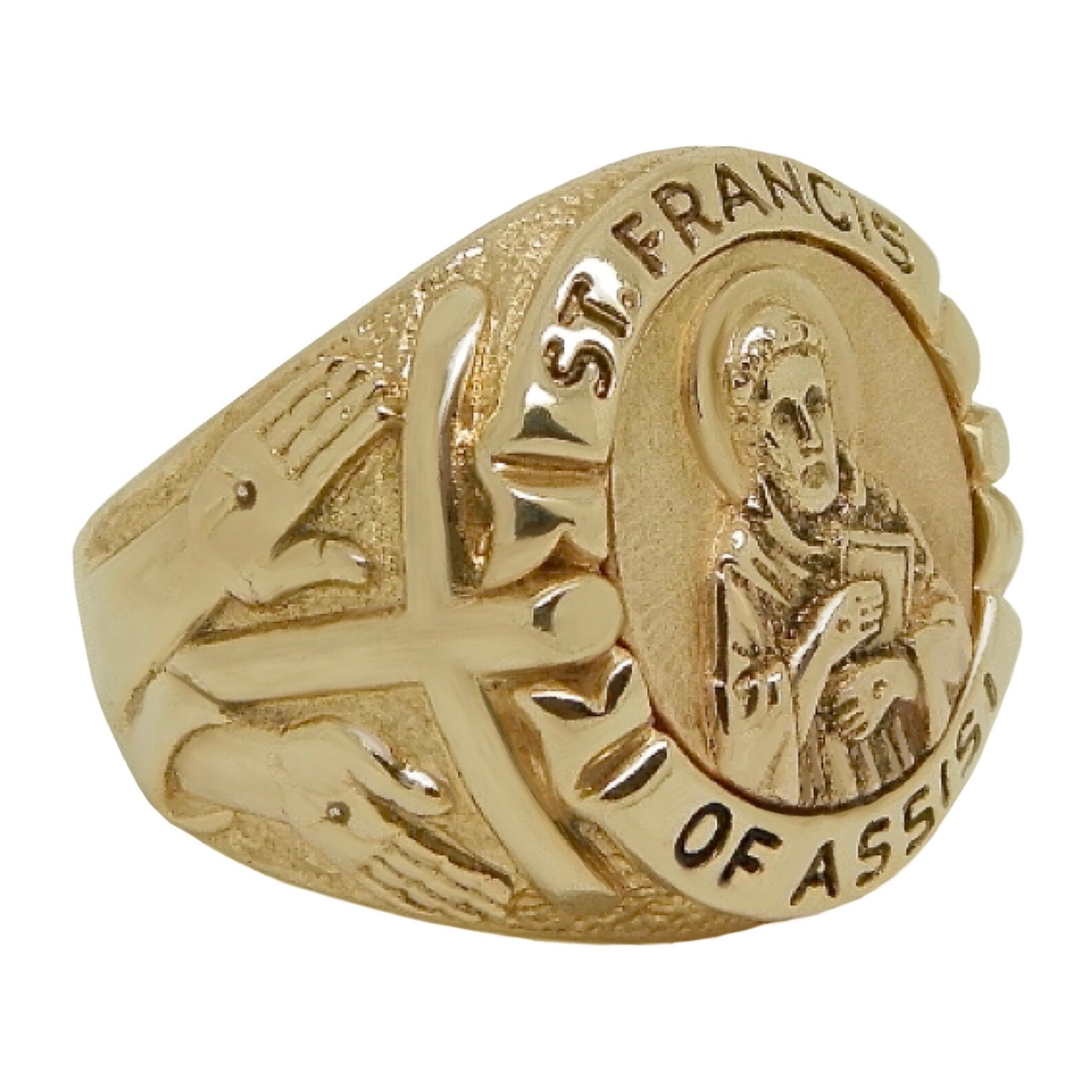 Solid Gold Saint Francis of Assisi Stigmata Men Ring Handmade | Etsy