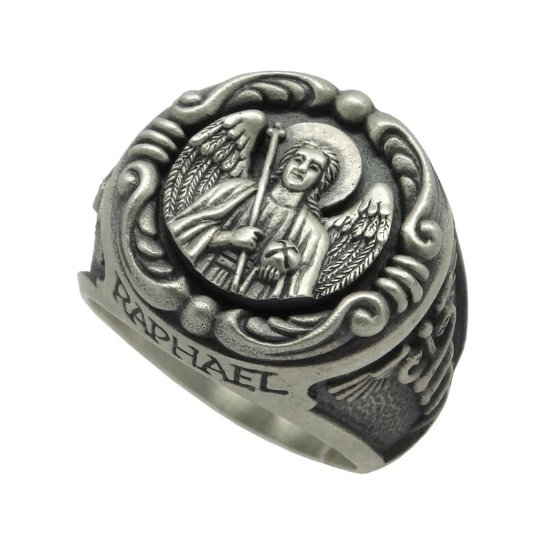 Saint Raphael Archangel Silver Men Ring Handcrafted Medical - Etsy